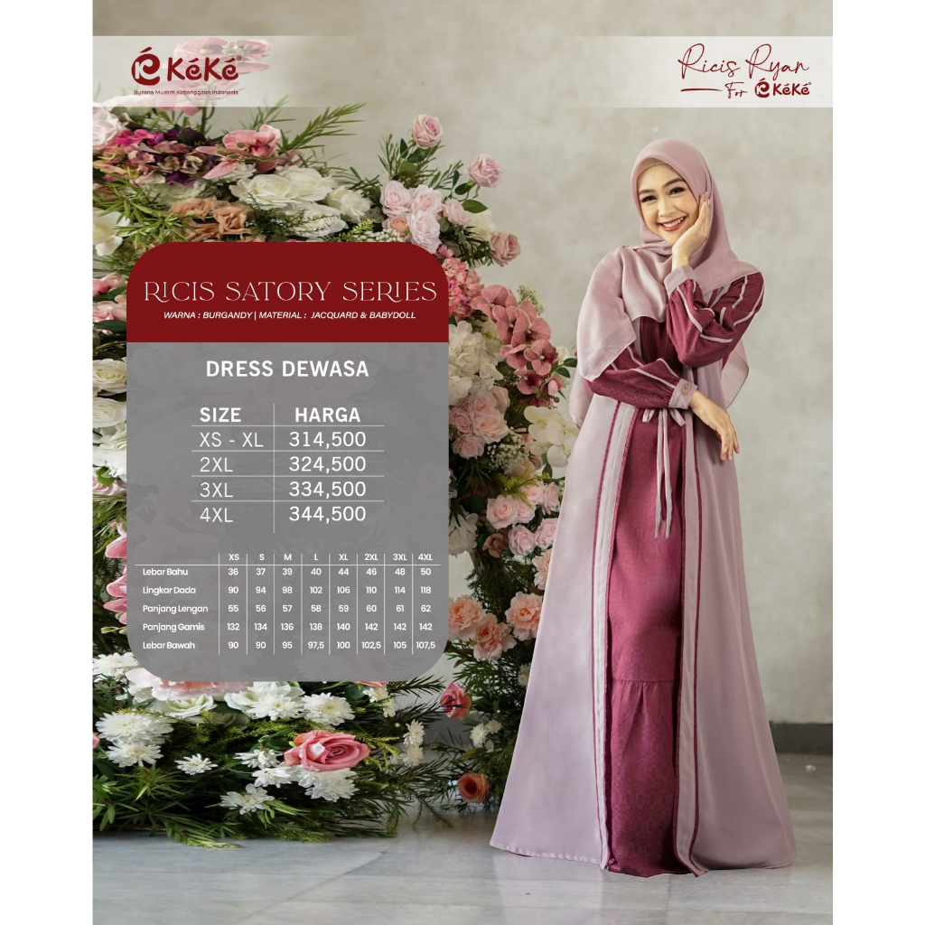 Jual GAMIS GDK SR SATORY BURGANDY BY KEKE | Shopee Indonesia