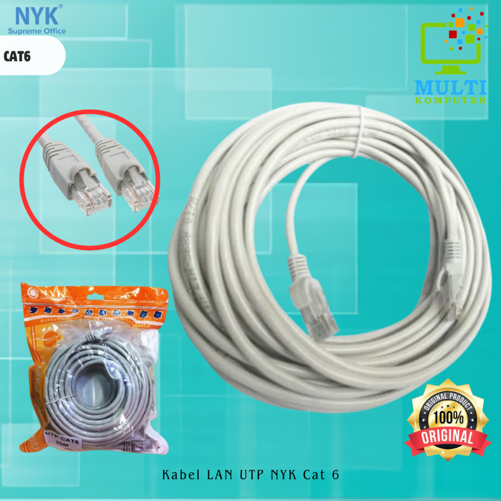 Jual kabel LAN 30M Cat6 UTP meter High Quality NYK | Shopee Indonesia