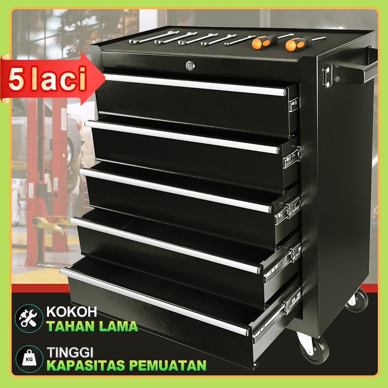 Jual Trolly Bengkel Rak 5/7Laci Susun 5 Drawer Cabinet Tool Trolley ...
