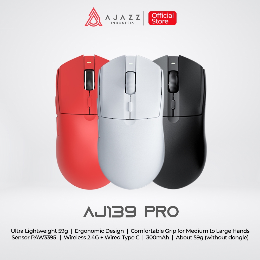 Jual Ajazz AJ139 PRO Gaming Wireless Mouse Dual Mode PAW3395 up to 26000DPI | Shopee Indonesia