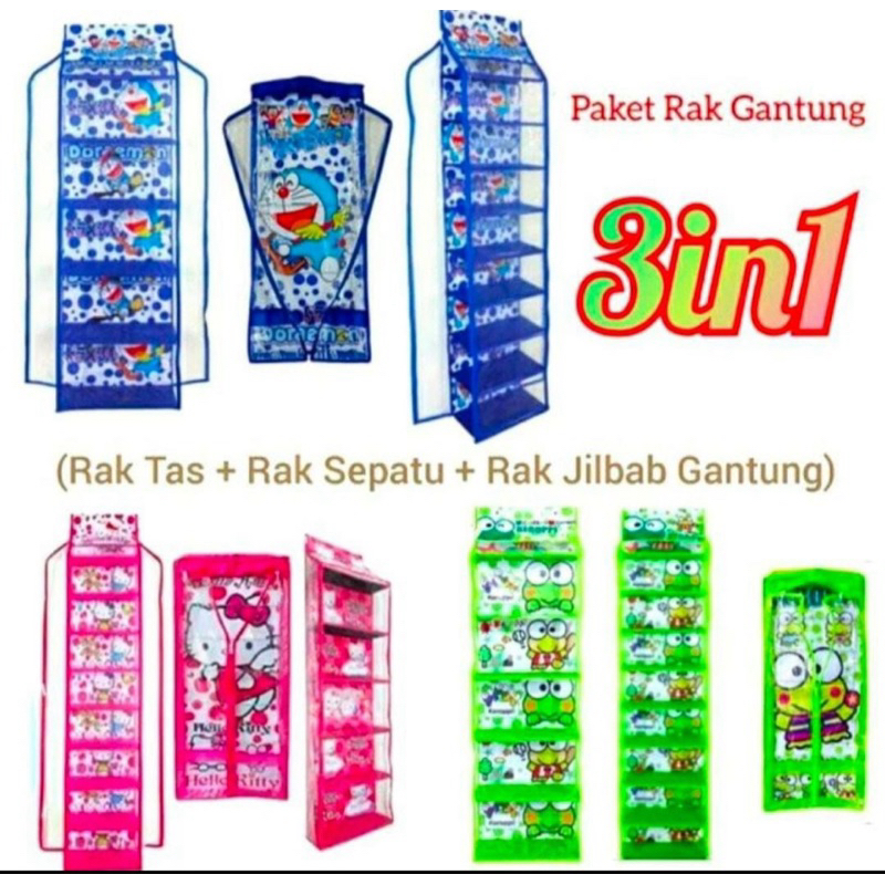 Jual RAK SET 3IN1 GANTUNG KARAKTER ( RAK SEPATU,RAK TAS,RAK HIJAB ...