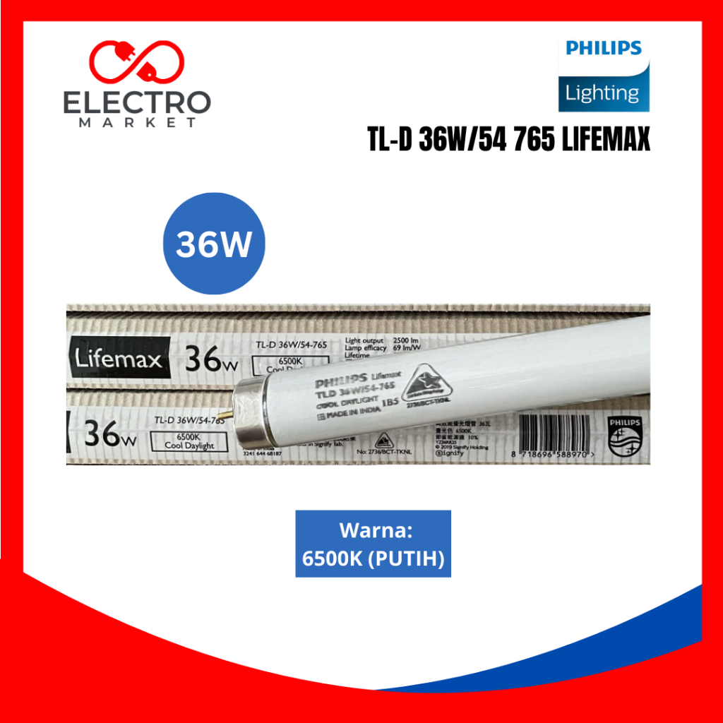 Jual Philips Lampu TL-D 36W/54 765 LIFEMAX 1200mm 36 W 36WATT 36 WATT | Shopee Indonesia