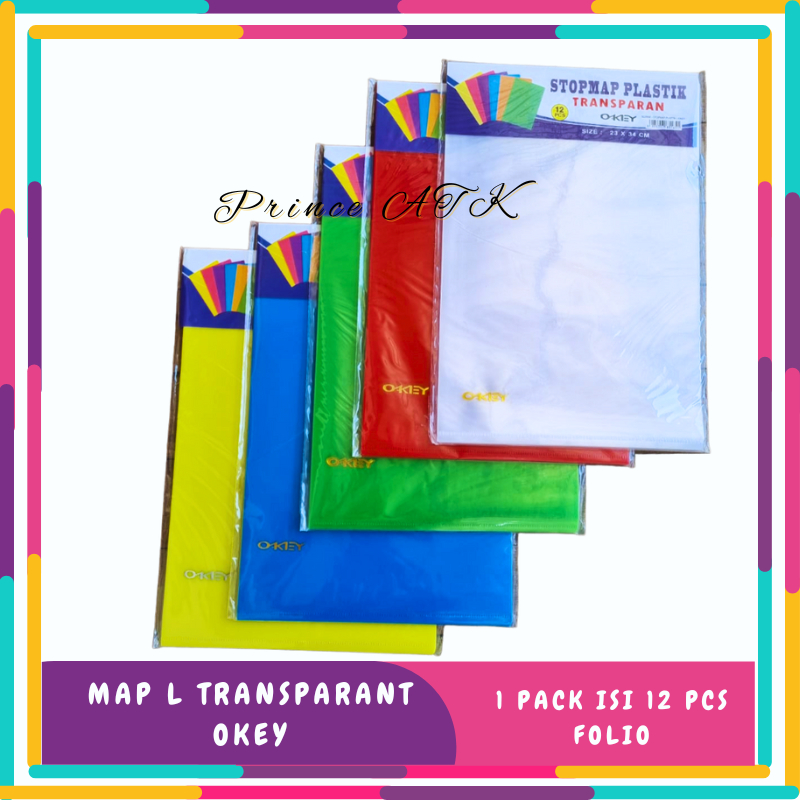 Jual MAP PLASTIK L OKEY ISI 12 PCS OKEY TRANSPARANT UKURAN FOLIO | Shopee Indonesia