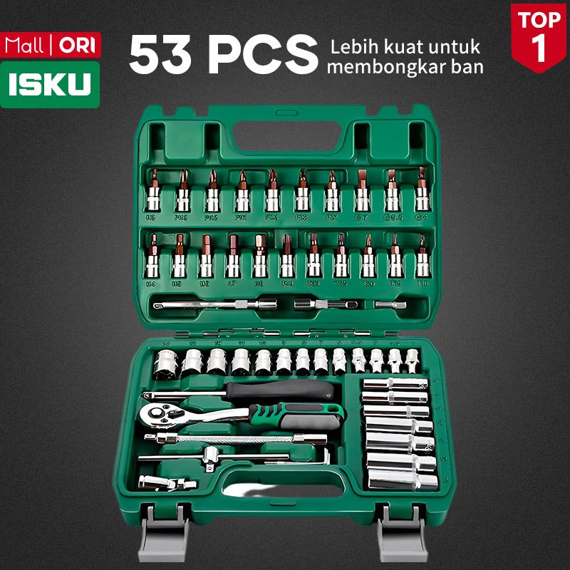 Jual ISKU Tool Kit Kunci Sok Set 53 Pcs 1/4 Inch Mata Sok Panjang ...