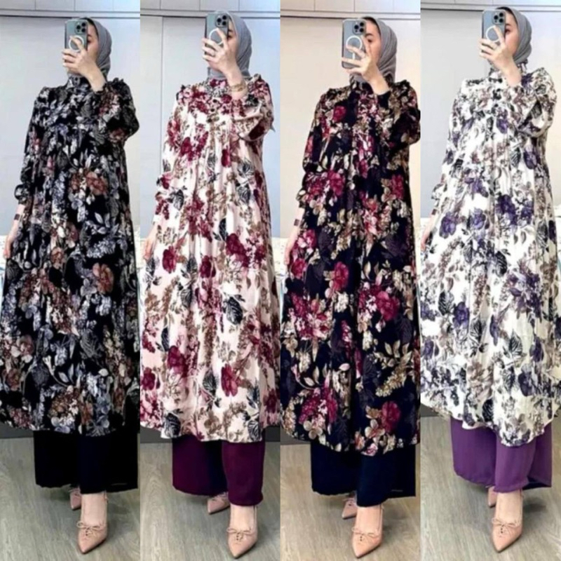 Jual BELA LONG TUNIK SET RAYON DIAMOND | Shopee Indonesia