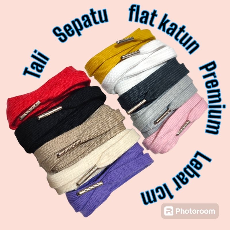 Jual tali sepatu flat katun premium , ujung besi ,lebar 1cm / jualnper ...