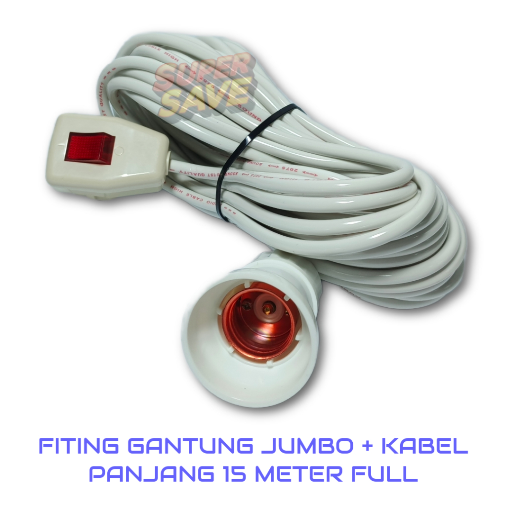 Jual Fiting Gantung Jumbo + Kabel 15 Meter / 10 Meter / 5 Meter Full ...