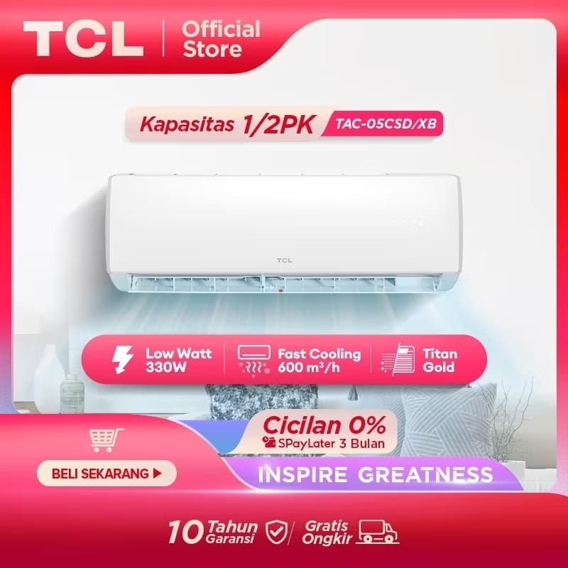 Jual AC TCL 1/2 PK TAC05CSD LOW WATT+ PASANG | Shopee Indonesia