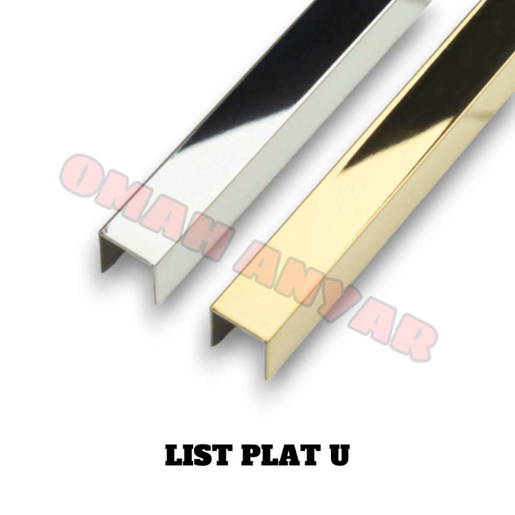 Jual List Lis Plat Strip Model U Mirror Plat Besi Chrome Gold 3 METER ...