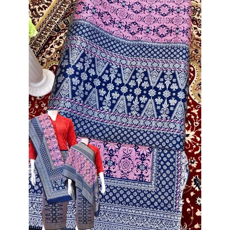 Jual SONGKET BUNGA CINA BIRU PINK/ SONGKET BUNGA CINA TERBARU | Shopee ...
