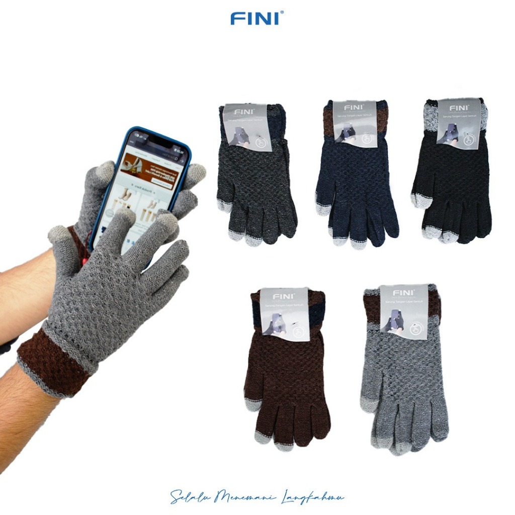 Jual FINI, Sarung Tangan Touch Screen Rajut Unisex, Banyak Warna ...
