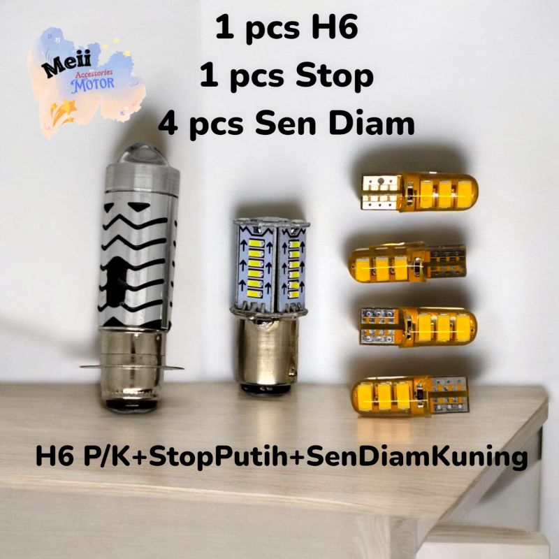Jual Lampu ORIGINAL COMBO PAKET HEMAT LAMPU MOTOR LED H6 LASER BOHLAM ...