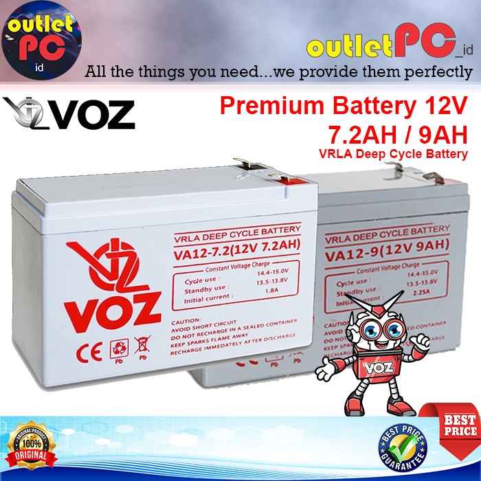 Jual VOZ Battery 12V 7.2AH / 9AH Deep Cycle VRLA Aki Baterai Kering 9 ...