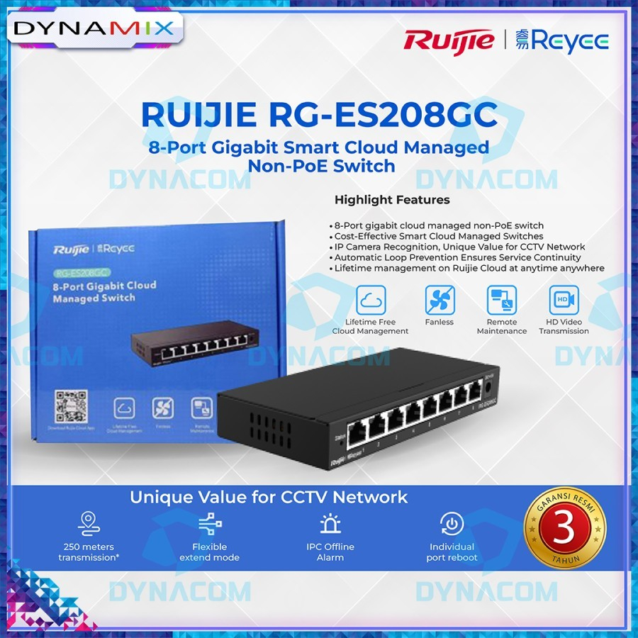 Jual RUIJIE Reyee RG-ES208GC 8-Port Gigabit Smart Cloud Managed Switch | Shopee Indonesia