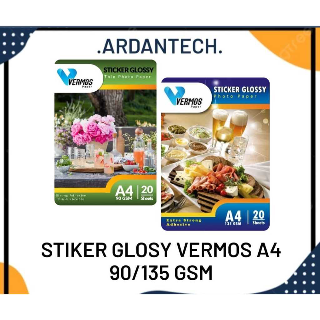 Jual Stiker Glosy VERMOS A4 90 GSM/135 GSM / Kertas stiker Photo glosy ...