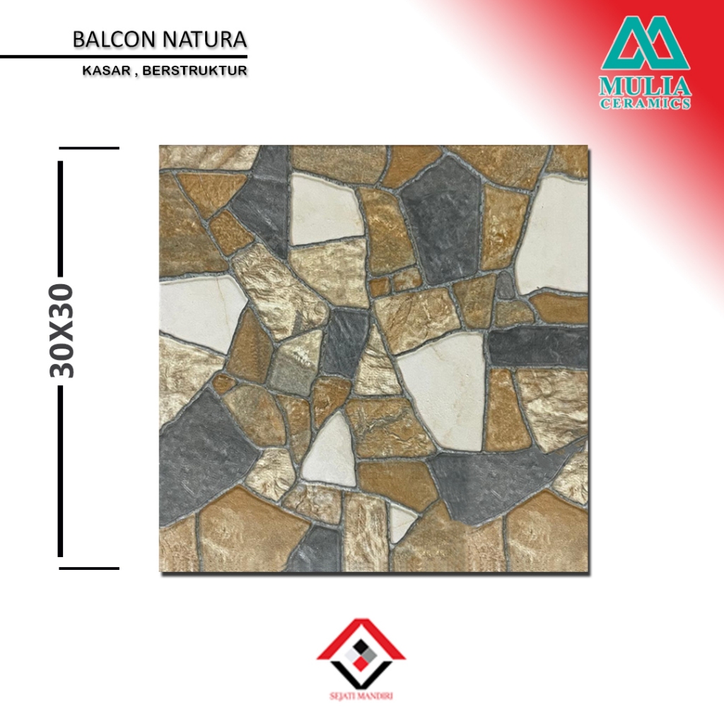 Jual keramik 30x30 motif batu alam - mulia balcon natura | Shopee Indonesia
