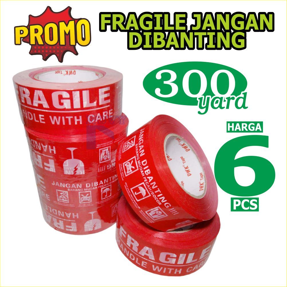 Jual HARGA MURAH Lakban Fragile Jangan Dibanting Fragile PANJANG 300 ...