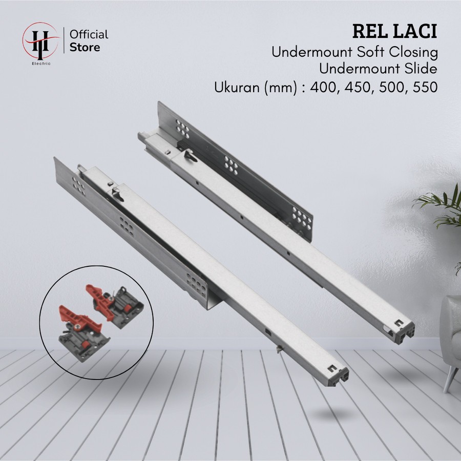 Jual REL LACI Undermount Soft Closing Under Mounted Slide , with 3D 16 ...