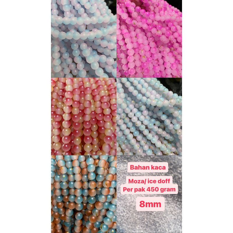 Jual bulat kaca MOZA 8mm ice frozen per pon 450 gram grosir | Shopee ...
