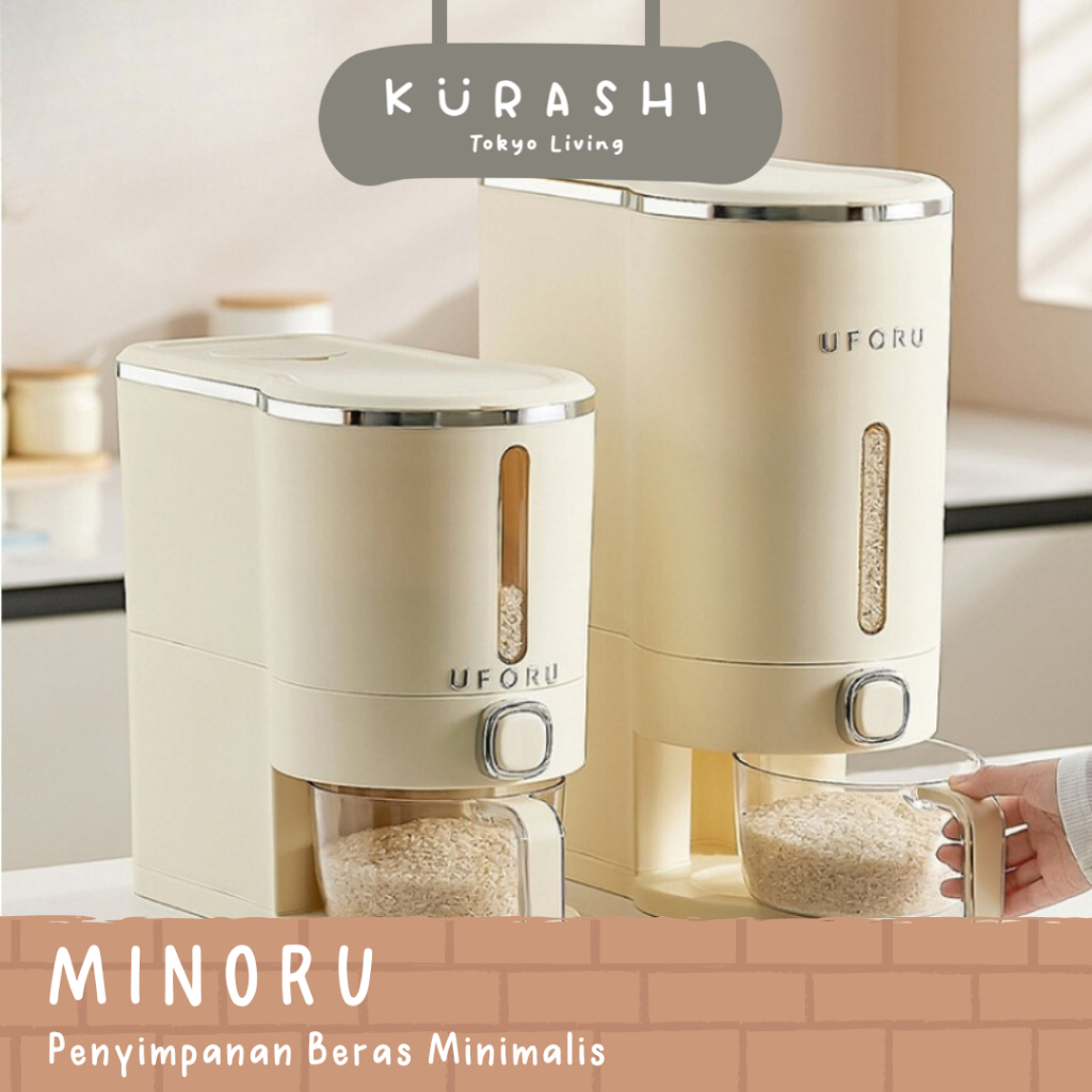 Jual 【KURASHI】MINORU UFORU Dispenser Beras 5 KG Food Grade Rice ...