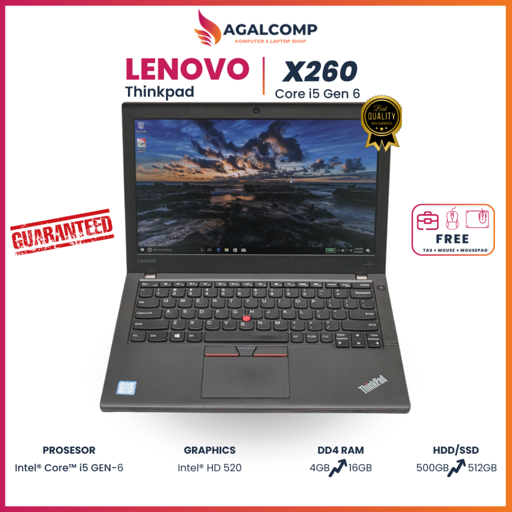 Jual Laptop Lenovo Thinkpad Core i5 Gen 6 X260 RAM 8GB SSD 256GB Layar ...