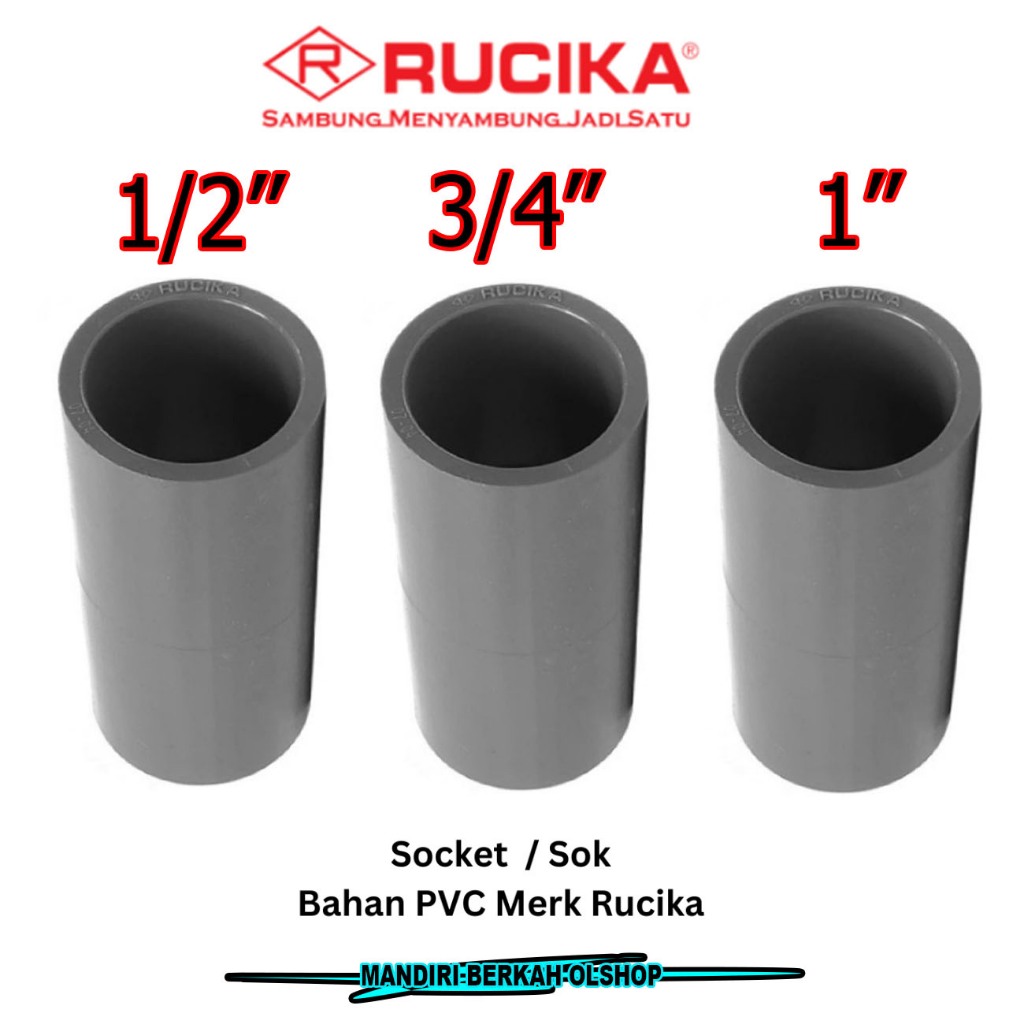 Jual Socket / Sok PVC Rucika 1"-3/4''-1/2'' inch AW (Tebal) / Fitting ...