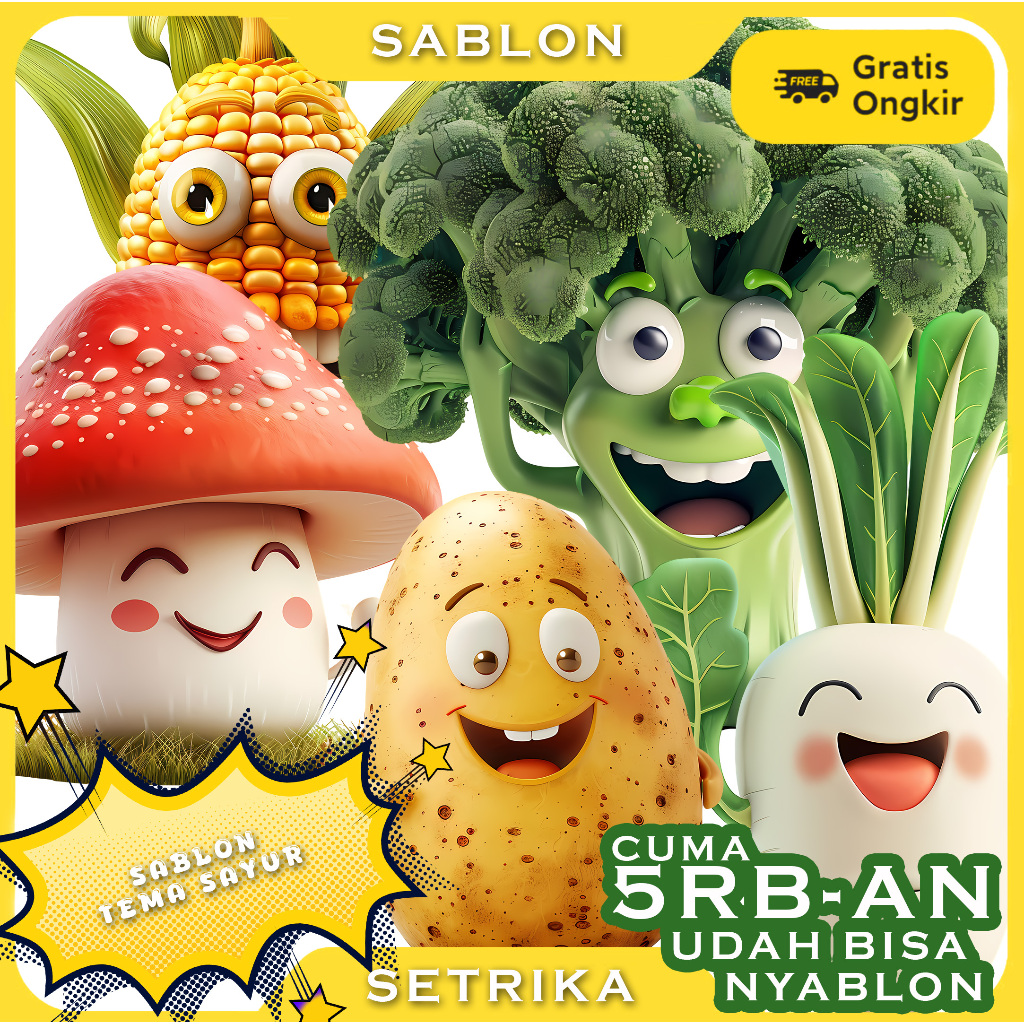Jual Sablon Stiker Kain Baju DTF Printing Tema Sayur Sayuran Untuk Anak ...