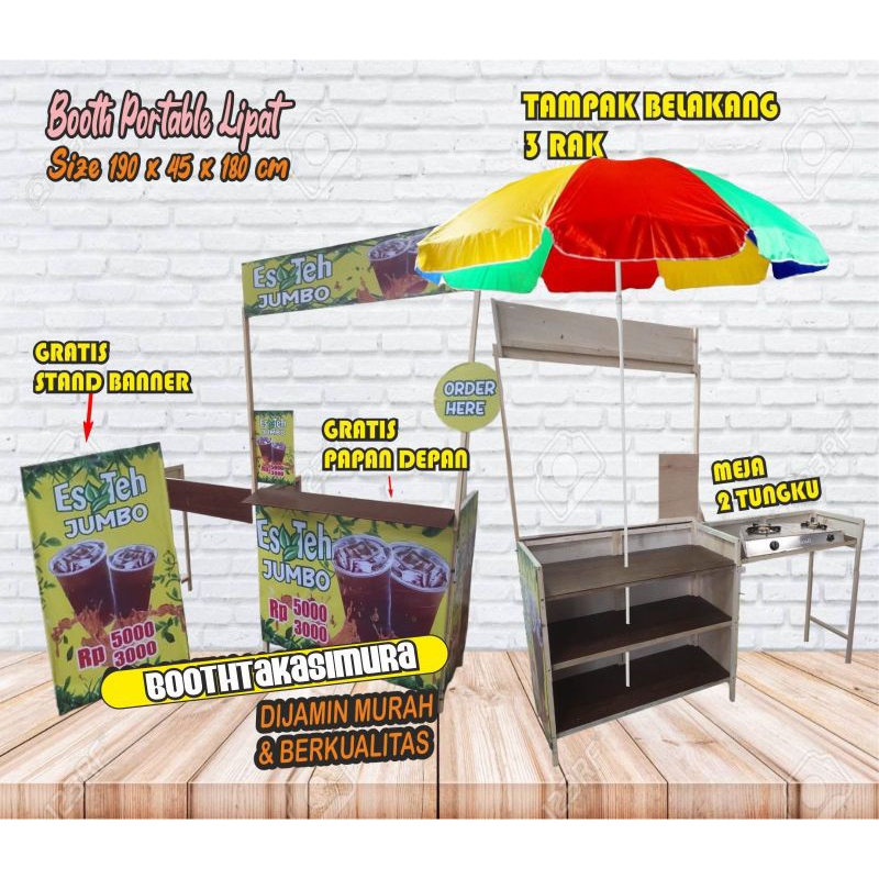 Jual booth portable/meja lipat/event desk/gerobak lipat | Shopee Indonesia