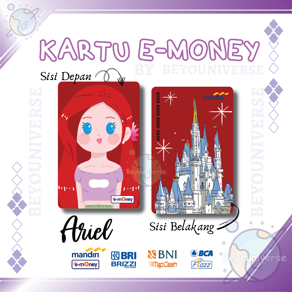Jual Emoney Etol Snow White Ariel Belle Princess Disney Mulan Elsa ...