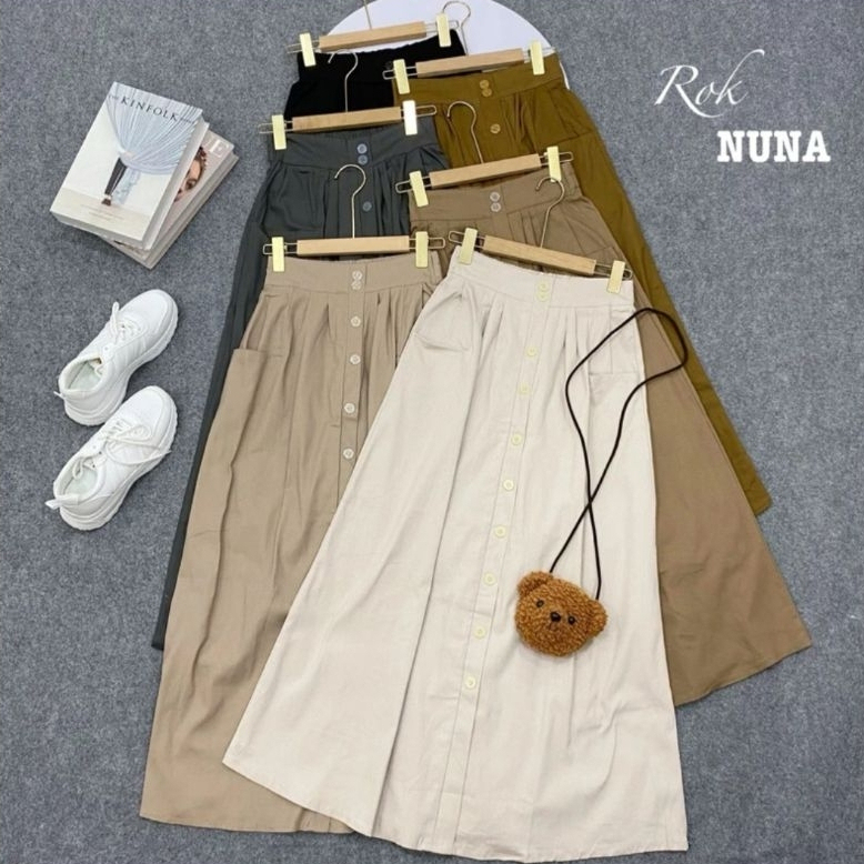Jual Rok Nuna Skirt Korean Style Katun Twill Combed Rok Wanita Korean ...