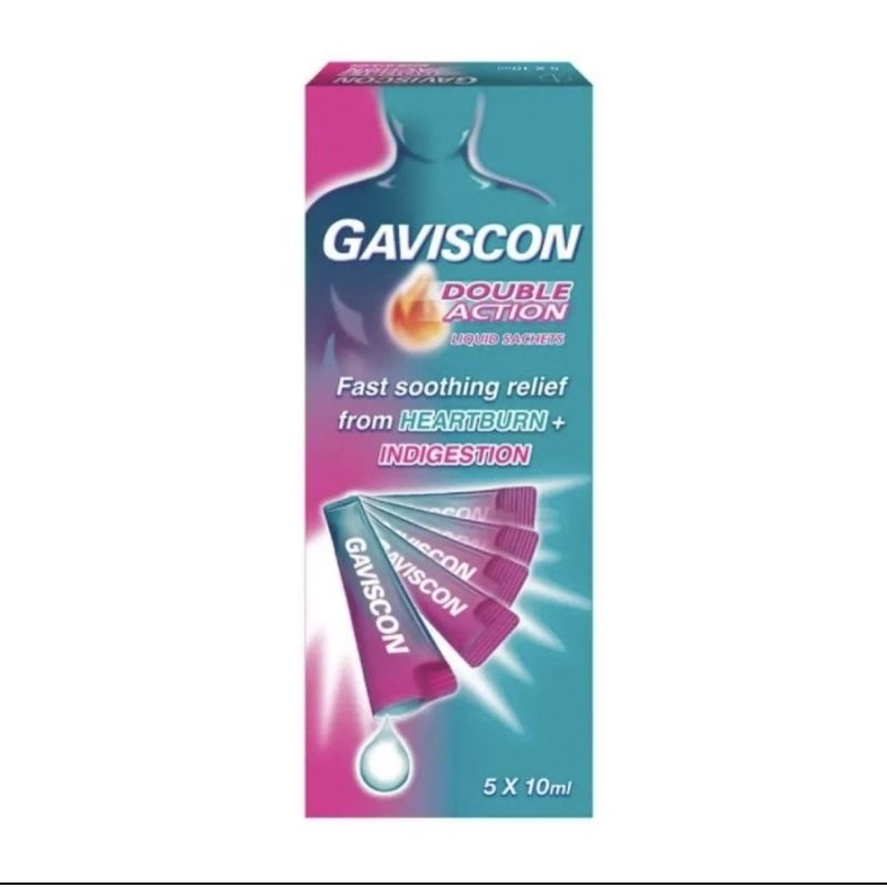 Jual Gaviscon Double Action Sachet Liquid 5x10ml Obat Maag Gerd 1 box ...