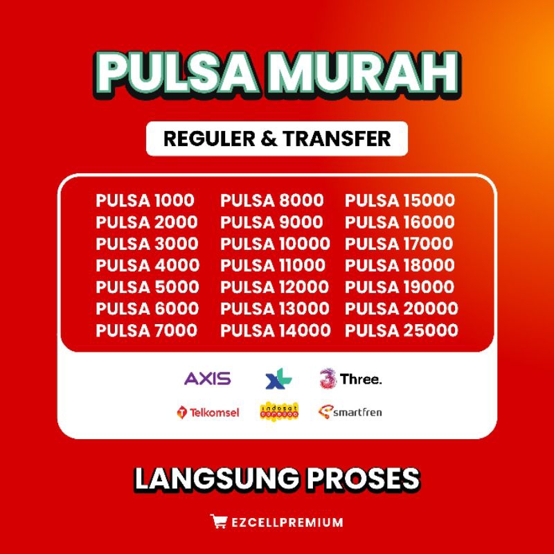 Jual Termurah Pulsa Reguler dan Transfer 5k-20k All Operator | Shopee ...