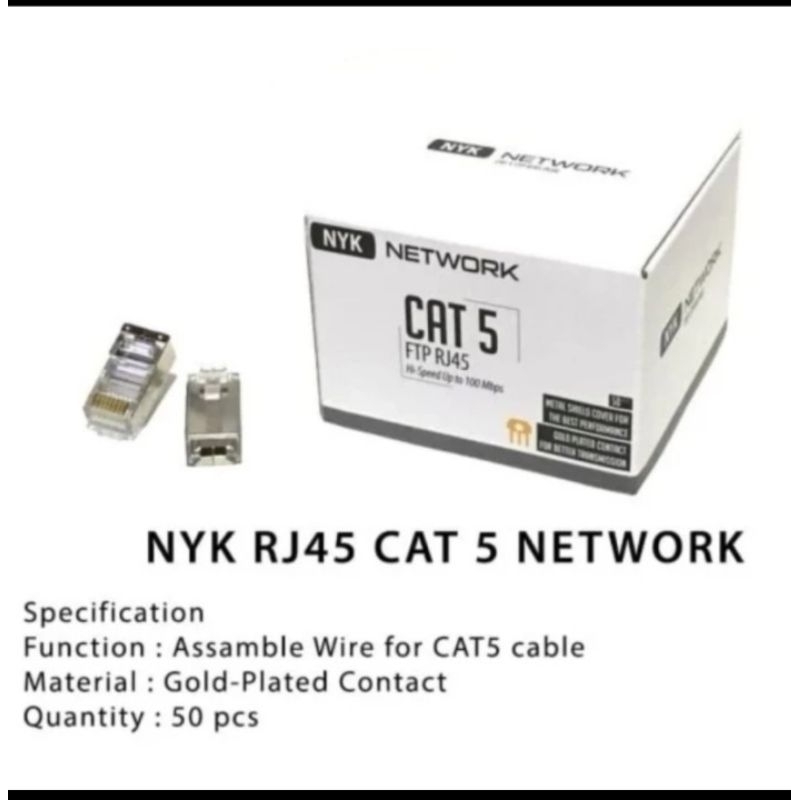 Jual Konektor Rj45 Cat 5 FTP Besi isi 50pcs | Shopee Indonesia