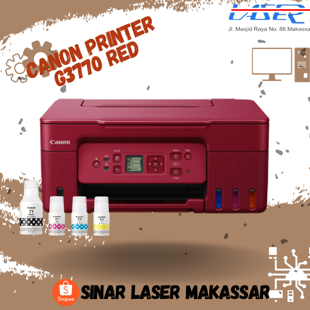 Jual PRINTER CANON G3770 RED PRINT SCAN COPY WIFI GARANSI RESMI ...