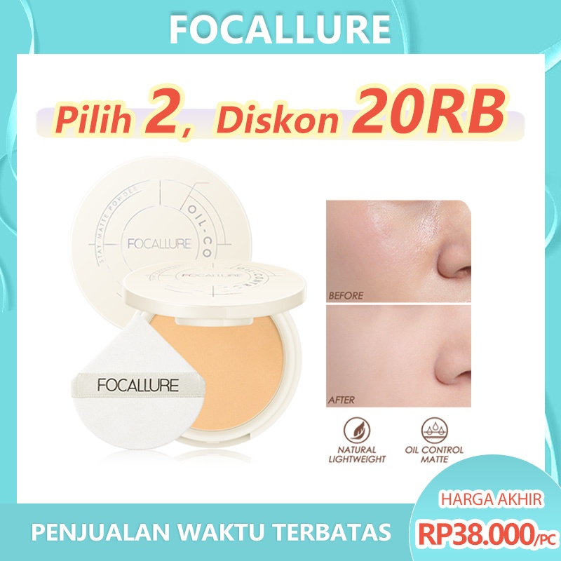 Jual FOCALLURE Oil Control Bedak Padat Matte Pressed Powder Natural ...