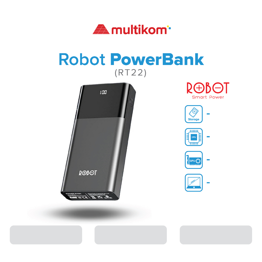 Jual ROBOT RT22 PowerBank 20000mah Dual Port Input & Output Led Display ...