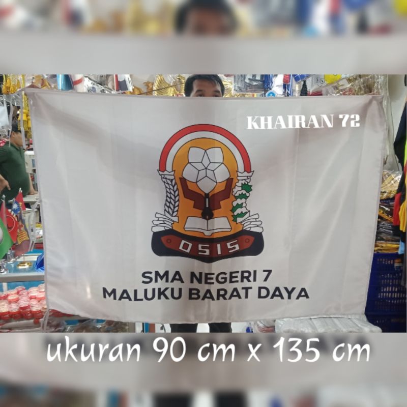 Jual bendera coustem osis sma ukuran 90 cm x 135 cm bahan satin ...