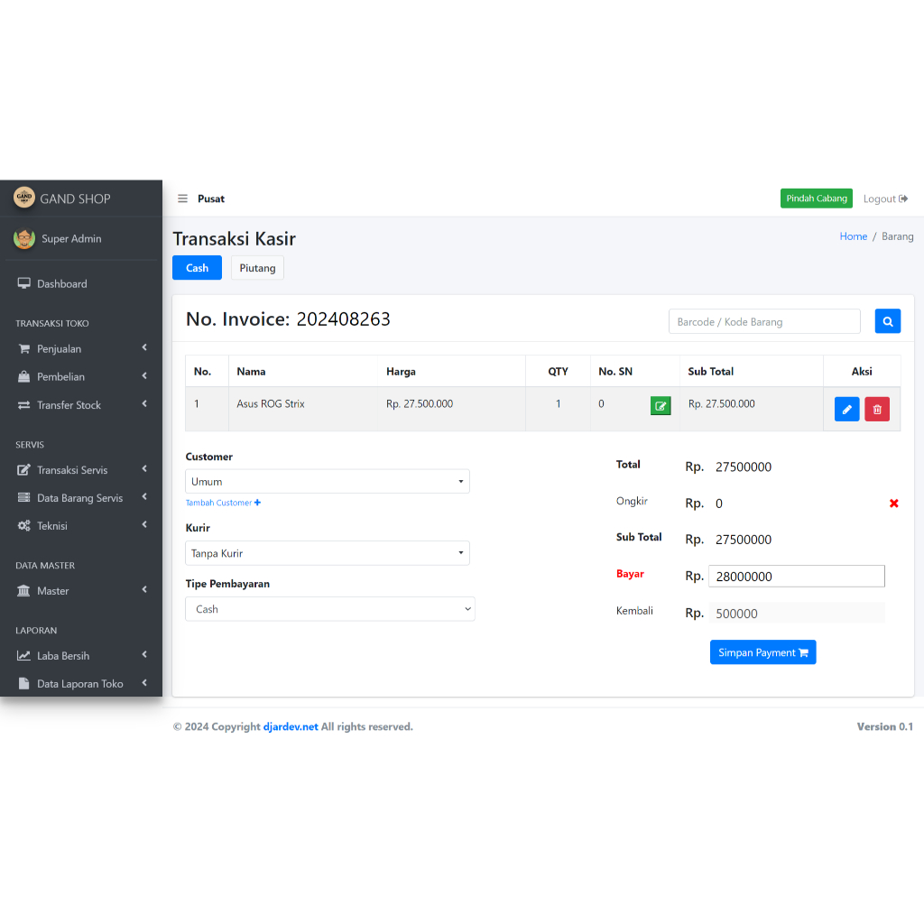 Jual Aplikasi POS Kasir Multi Cabang Multi User Berbasis Web | Shopee ...