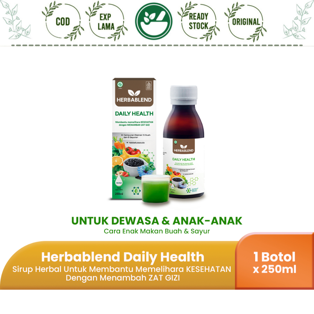 Jual HERBABLEND DAILY HEALTH 250ML HABBATUSSAUDA MULTIVITAMIN SAYUR ...