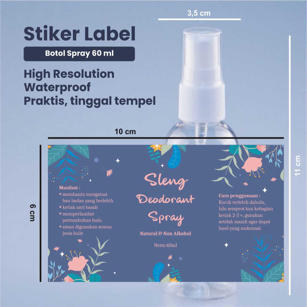 Jual Stiker Label Botol Spray 60 ml Free Desain | Shopee Indonesia