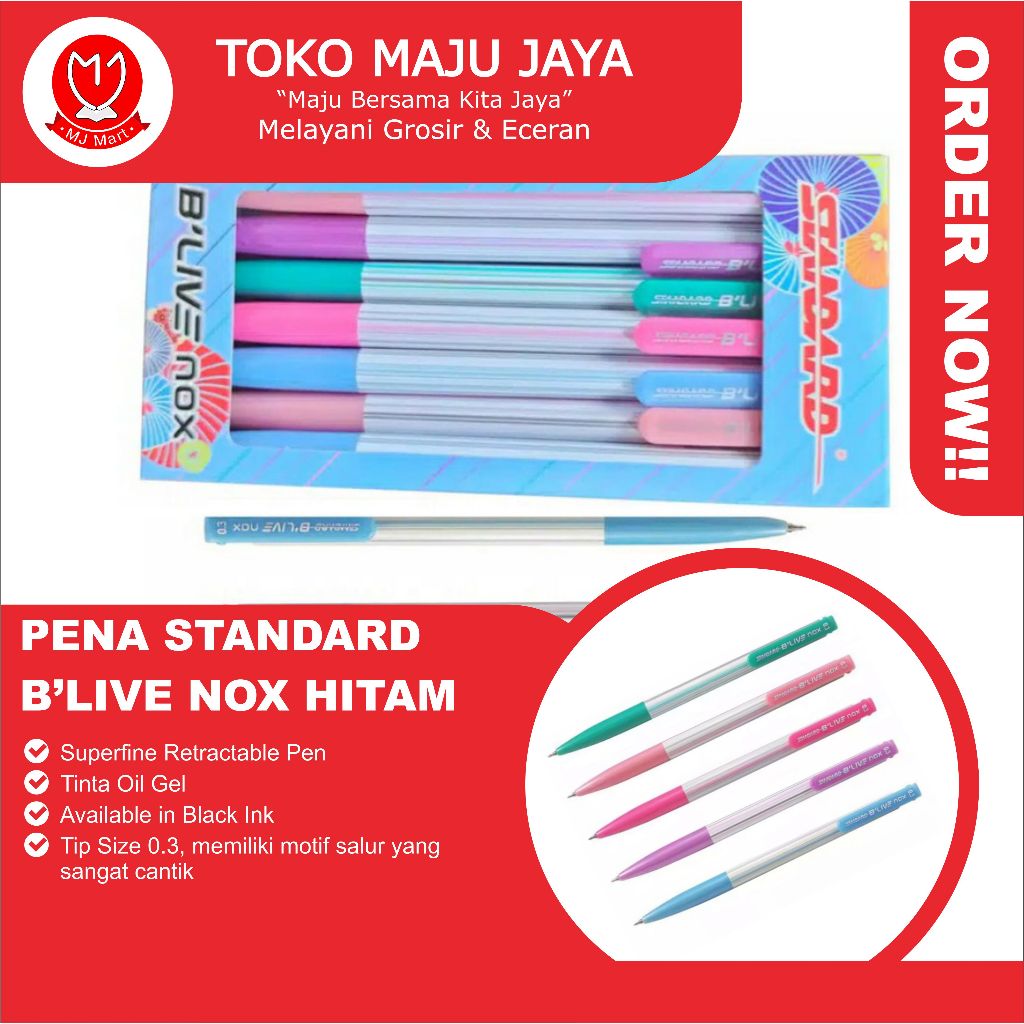 Jual PENA STANDARD B-LIVE NOX HITAM (Lusin) | Shopee Indonesia