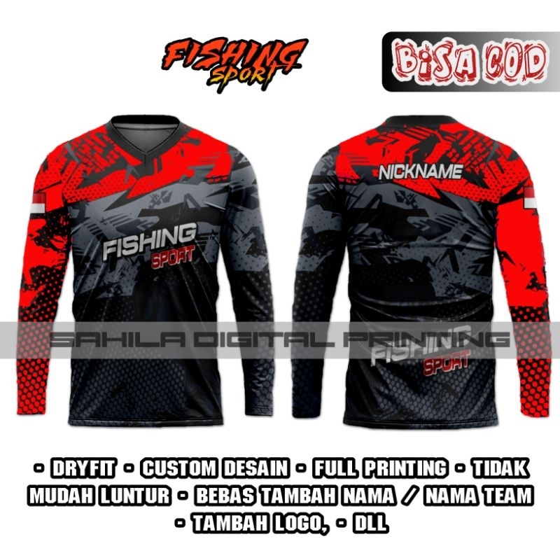 Jual Baju Jersey mancing full printing custom free request nama ...