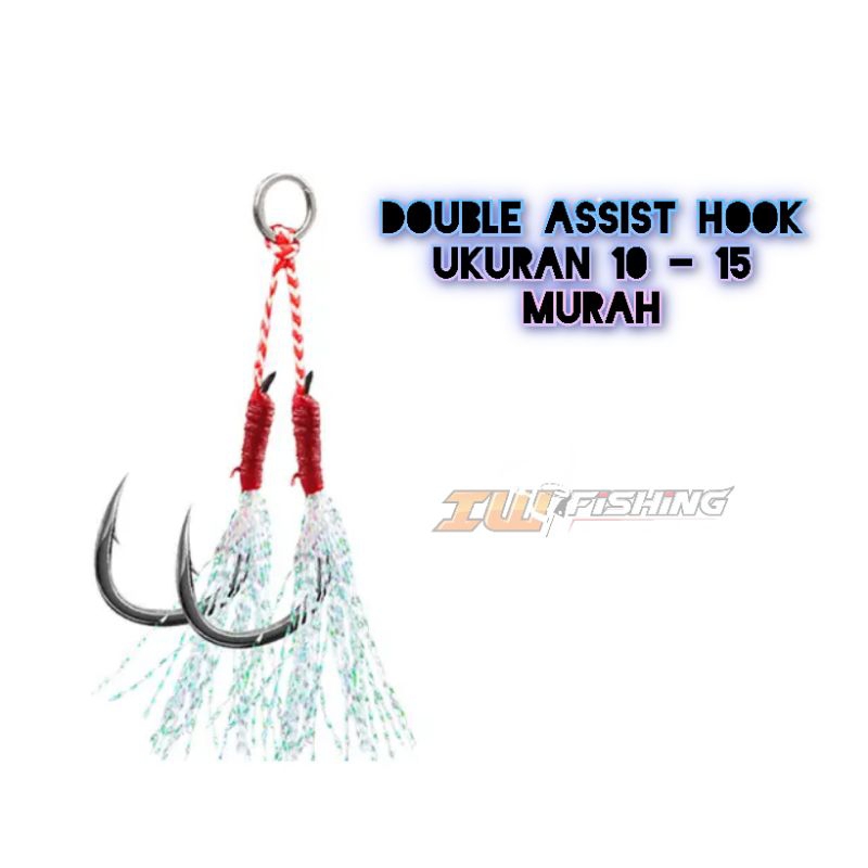 Jual Double Assist hook ukuran 10 - 15 untuk metal jig kail warna silver | Shopee Indonesia