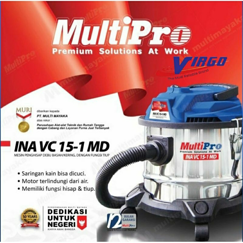 Jual INAVC15-1MD MULTIPRO VACUUM VACUM CLEANER MESIN PENYEDOT DEBU 15L DRY & WET DENGAN FUNGSI ...