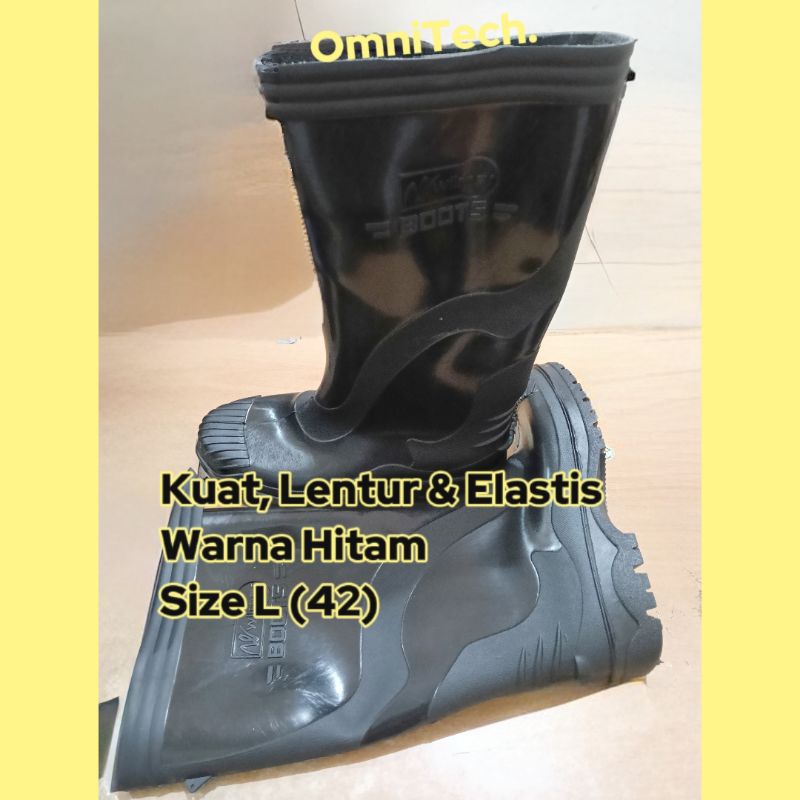Jual Sepatu Boot Bot Tinggi Panjang 36 cm Lentur Elastis Kuat Hitam ...