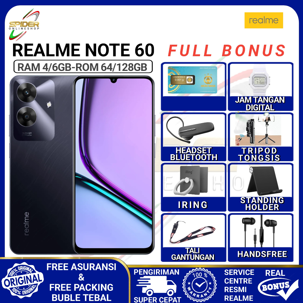 Jual REALME NOTE 60 & NOTE 60X RAM 4/64GB | 4/128GB | 6/128GB GARANSI ...