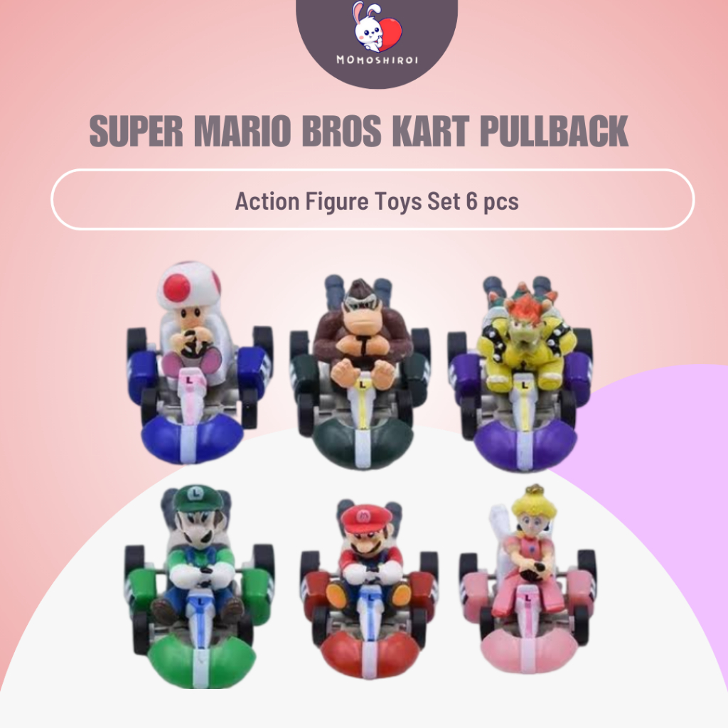 Jual Action Figure Mainan SUper Mario Bros Kart PullBack / Mainan Mobil ...