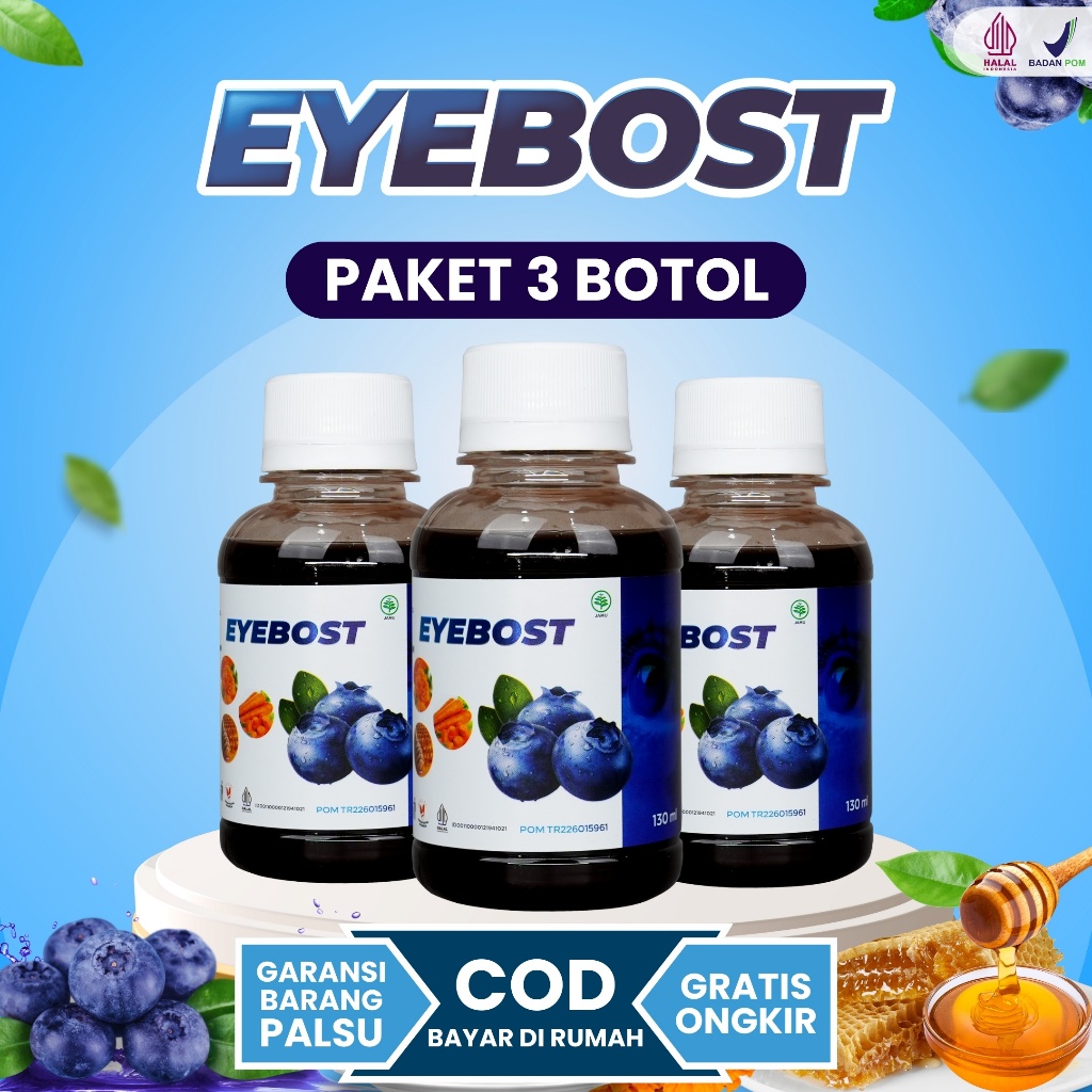 Jual Eyebost – Paket 3 Botol Suplemen Mata Obat Sakit Mata Herbal Madu ...