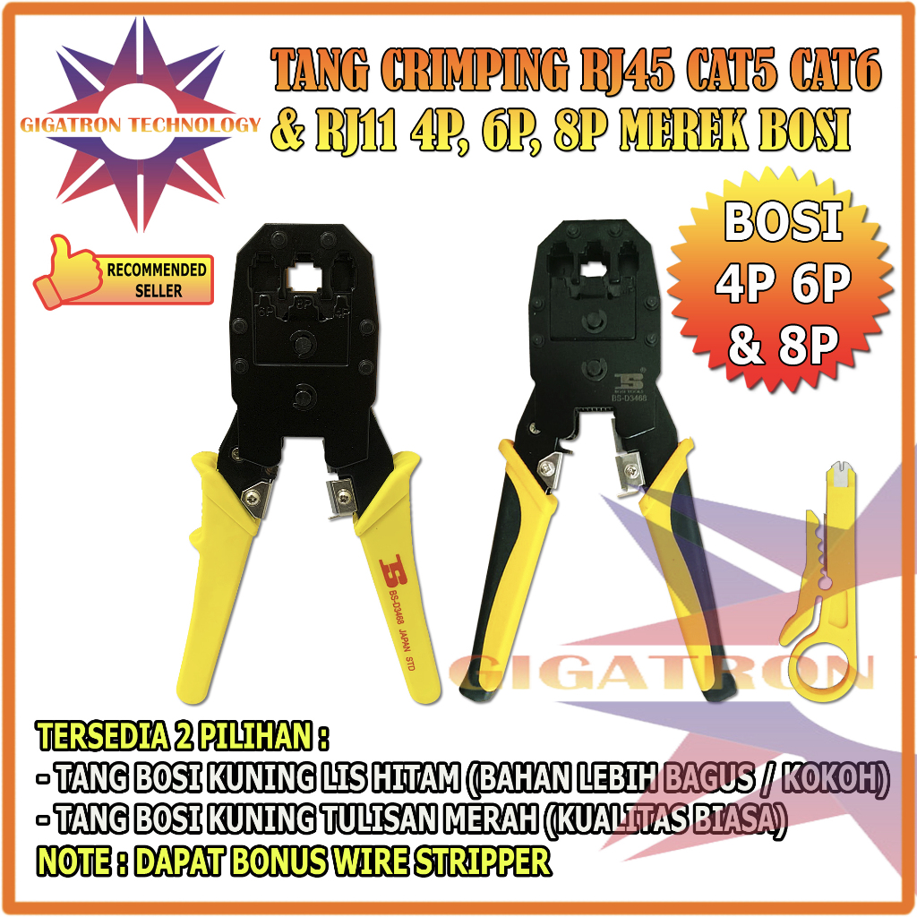Jual Tang Krimping Tools RJ 45 RJ 11 BOSI Crimping Tool RJ45 RJ11 Merek ...