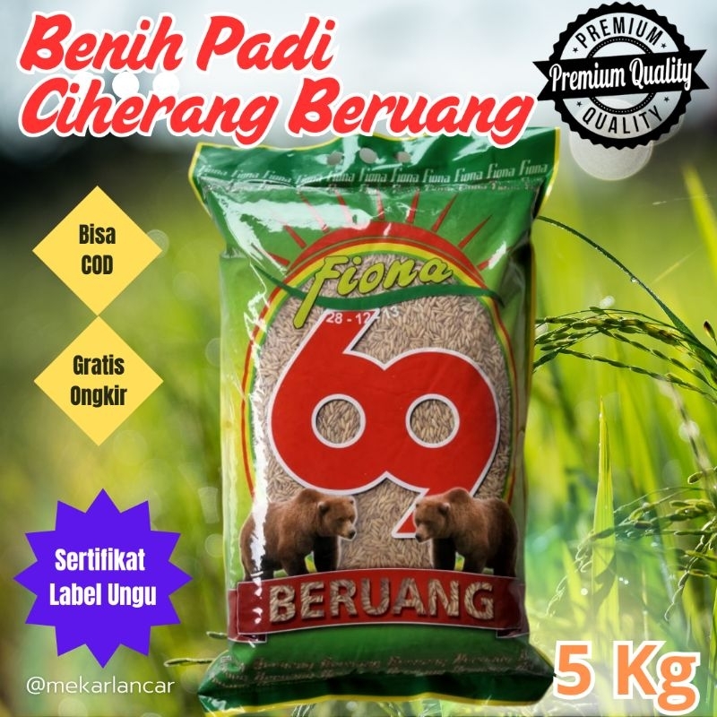 Jual Benih Padi Ciherang Beruang/cbr Bersertifikat Label Ungu Kemasan ...
